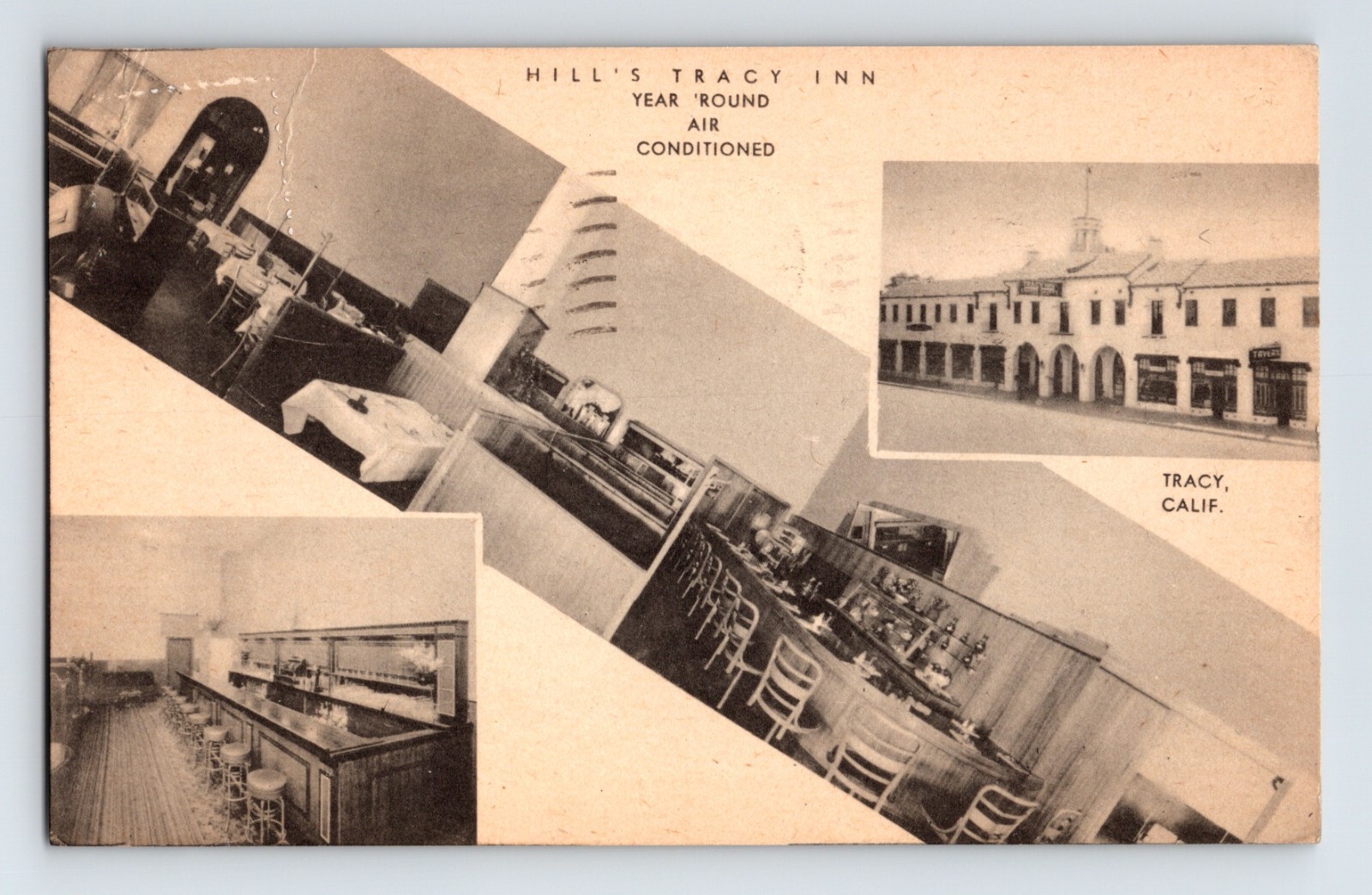 Postcard California Tracy CA Hill's Tracy Inn Motel 1947 Posted | eBay