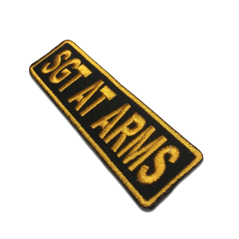 Embroidered Sgt At Arms Yellow on Black Sew or Iron on Patch Biker ...