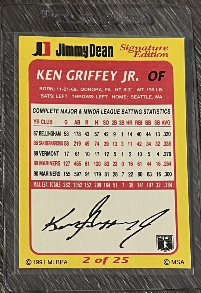 1991 Jimmy Dean #2 KEN GRIFFEY JR. ⚾ Seattle Mariners ⚾ NM/Mint ⚾FREE ...