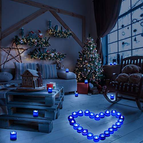 Blue Light Candles Romantic Led Blue Candles 24 Packs Flameless Blue ...