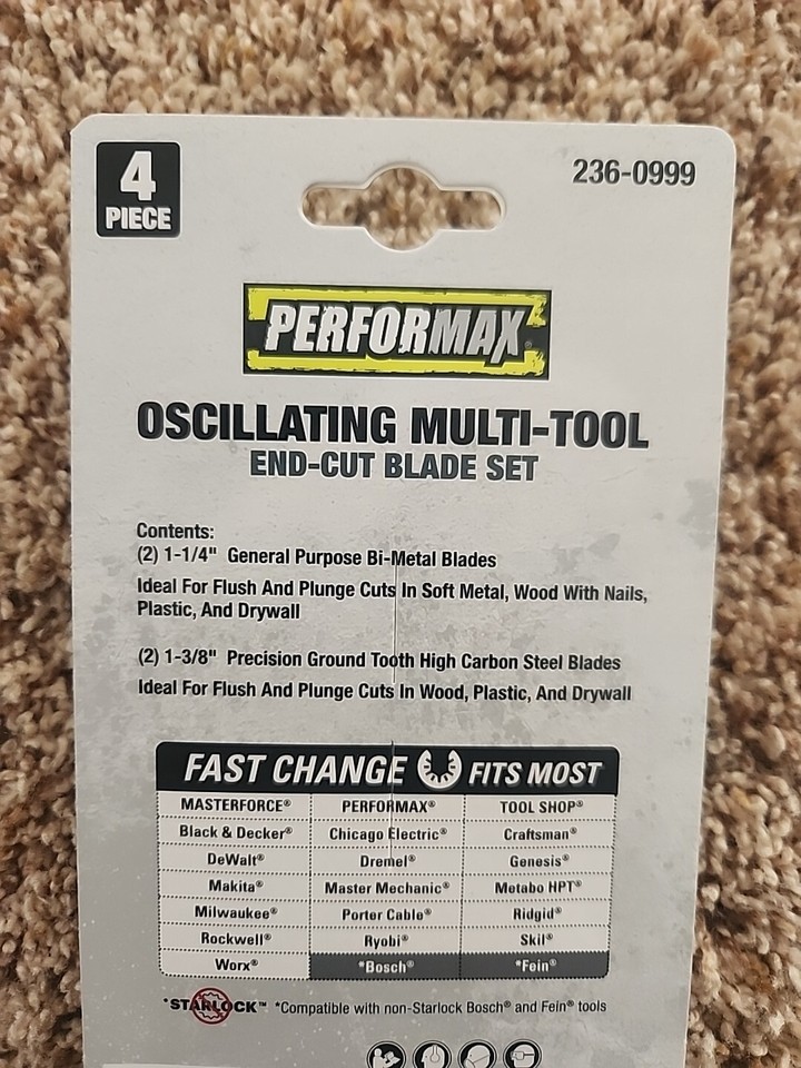 Performax Oscillating Multi-Tool End-Cut Blade 4 Piece Set Precision ...