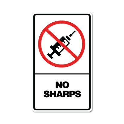 No Sharps Safety Sticker No Sharps Safety Sticker prohibition signage ...