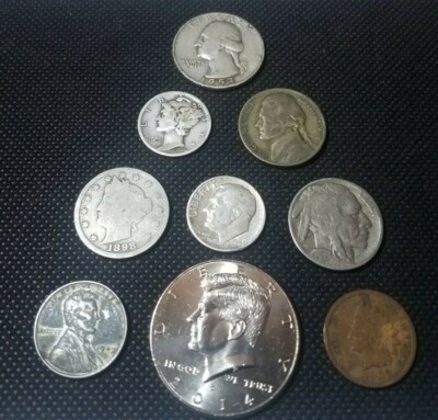 Silver Coin Lot Starter Set 9 Coins, w/ JFK, Buffalo, Steel, Indian ...