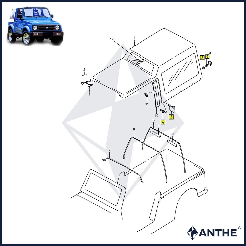 Soft Top Fastener Hooks Studs with Snap Press Buttons Suzuki Samurai ...