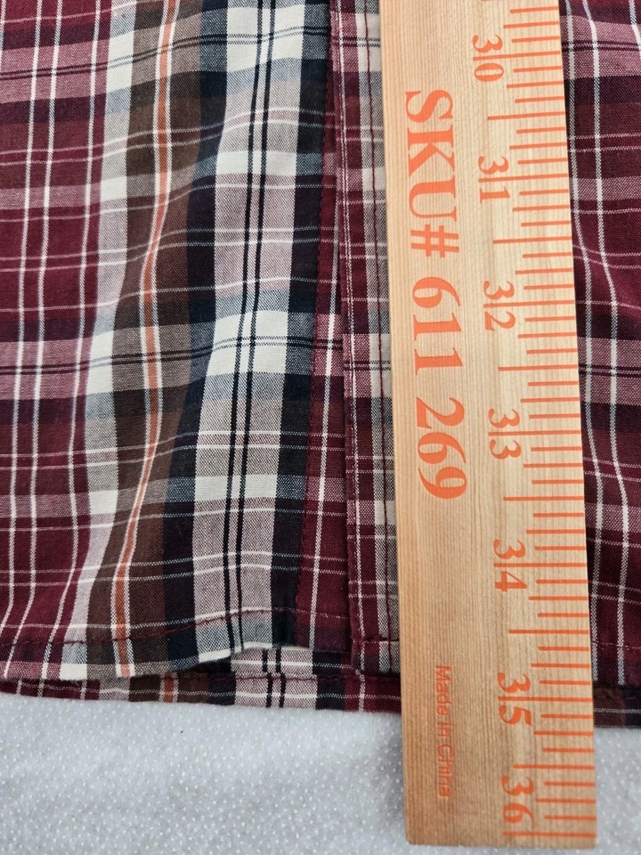 American Blue Shirt Adult 4XLT TALL Red Brown Plaid Button Up Long ...