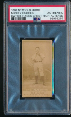 1887 N172 Old Judge Mickey Hughes Catch chest high PSA A Brooklyn BXRD ...