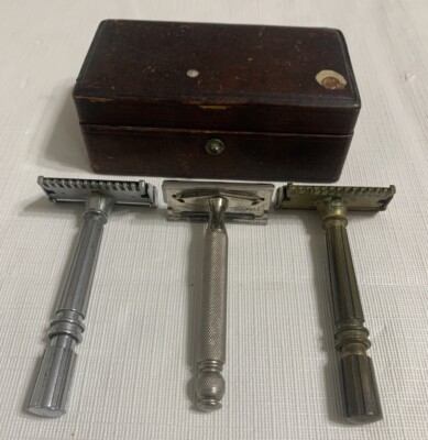 VTG. LOT OF (3) SINGLE BLADE RAZORS: (1)GILLETTE'S (2) STAR BRAND & BOX ...