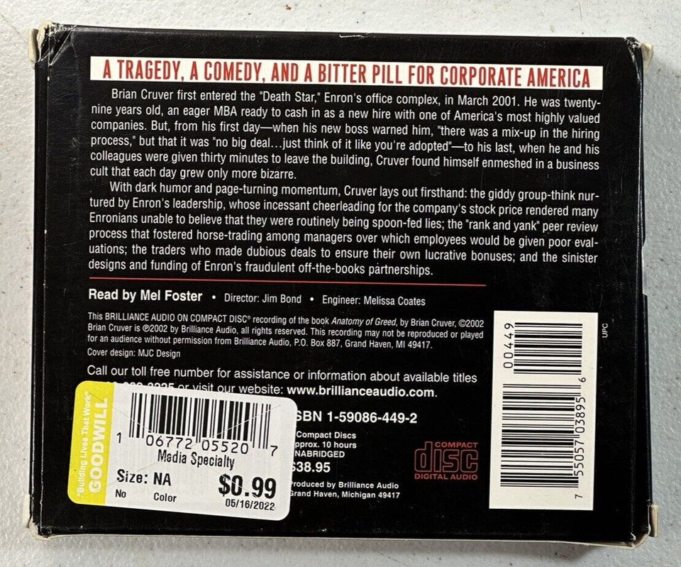 Brian Cruver - Anatomy of Greed (9-CD Audiobook, 2002) | eBay