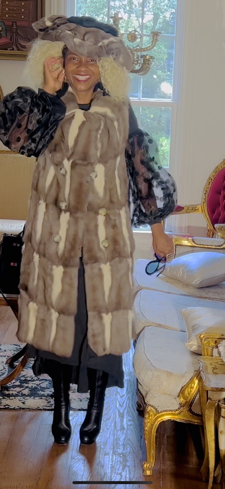 Designer full length Gray white Squirrel fur Vest Coat Jacket + free ...