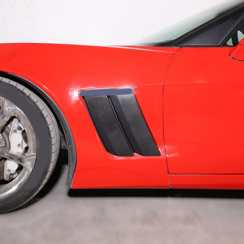 4PCS Real Carbon Fiber Side Fender Vents CoverTrim For Corvette C6 2005 ...