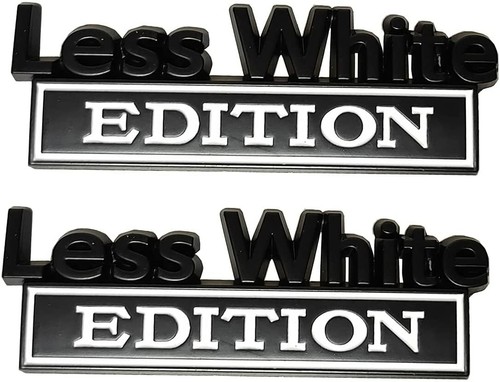 2x Black/White Less White Edition Emblems Fender Badge Car Truck Decal ...