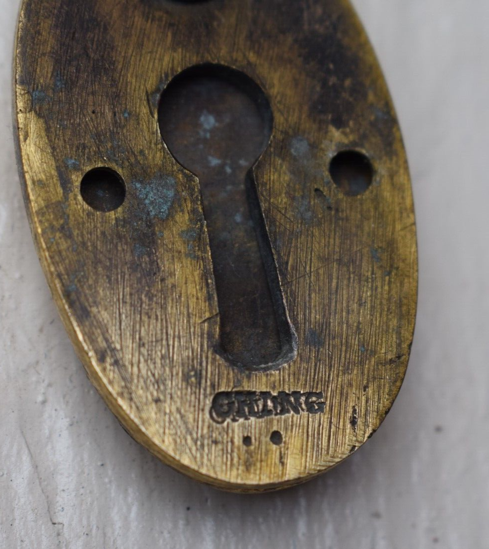 Reclaimed Georgian Gilt Brass Door Escutcheon antique key hole lock ...