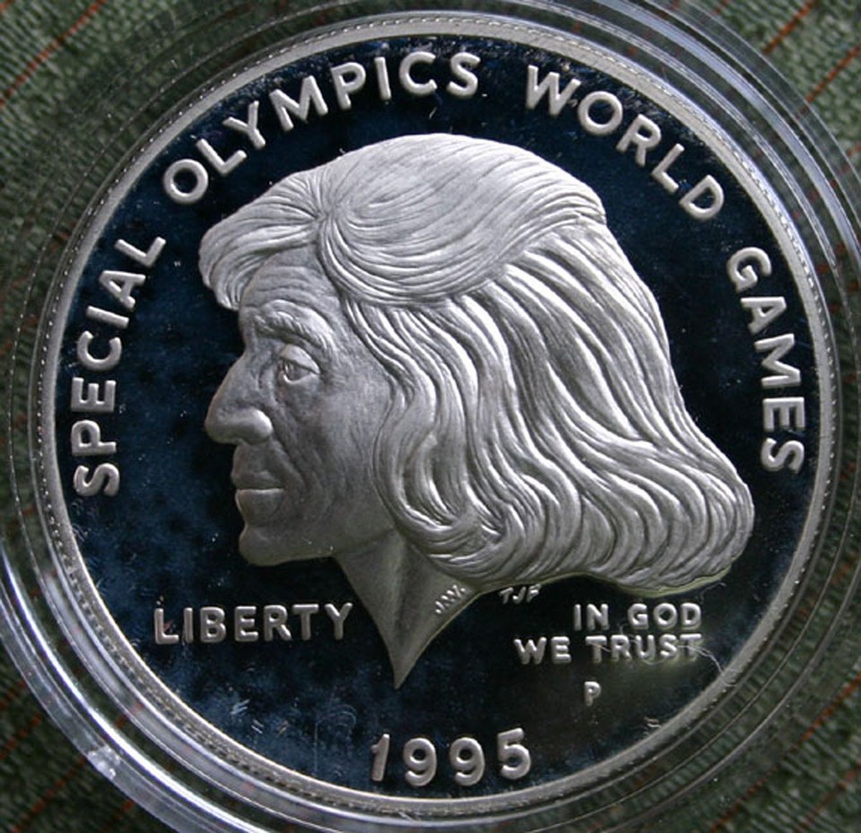 1995 Special Olympic World Games Proof Silver Dollar Coin Eunice ...