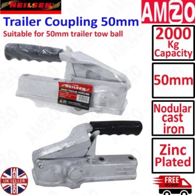 Neilsen Heavy Duty 50mm Trailer Coupling Hitch 2 Bolt Zinc 2000kg Tow ...