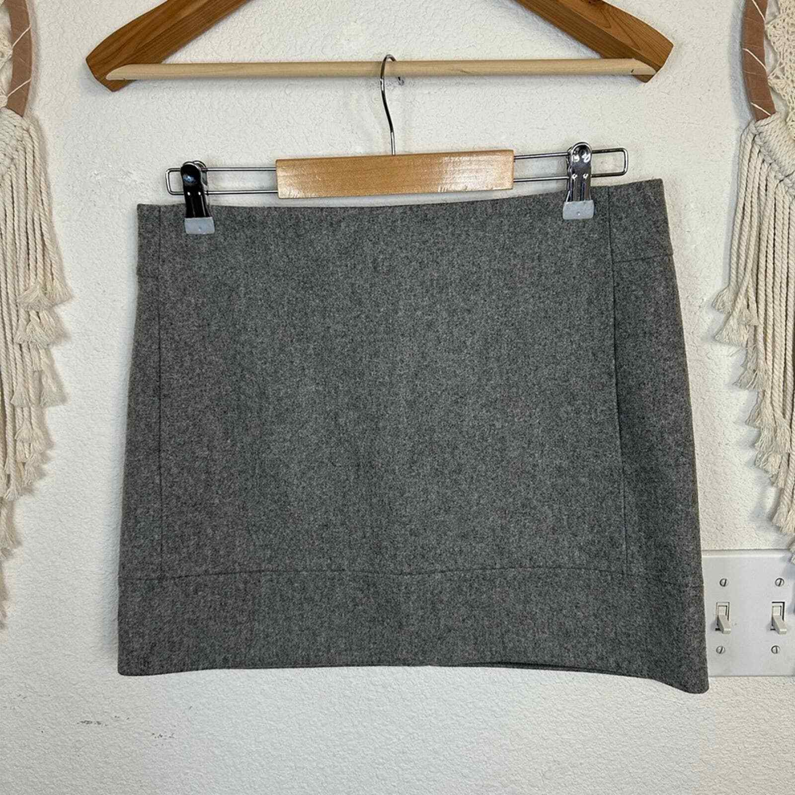 J crew gray wool mini skirt with pockets and lined large | eBay