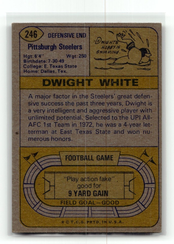 Dwight White 1974 Topps Football Card #246 Pittsburgh Steelers ...