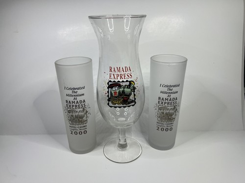 Lot of 3 Ramada Express Casino Laughlin NV 0.5 Liter Beer Glass and 2 ...