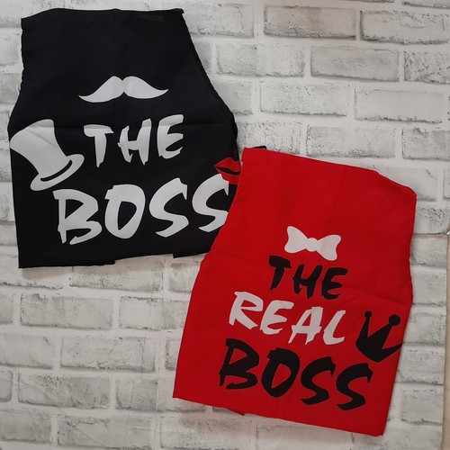 Novelty Apron Set of 2 Mr. & Mrs. Boss Red Black | eBay