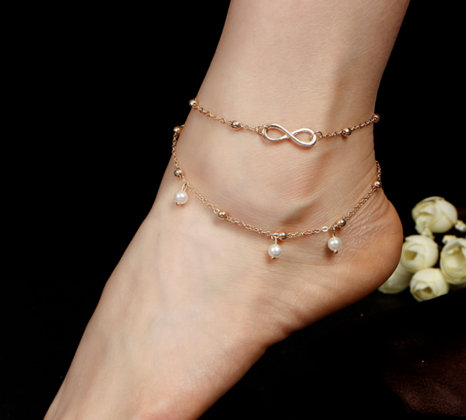 Anklet Foot Chain Boho Beach Beads, Ankle Bracelet 925 Sterling Silver ...