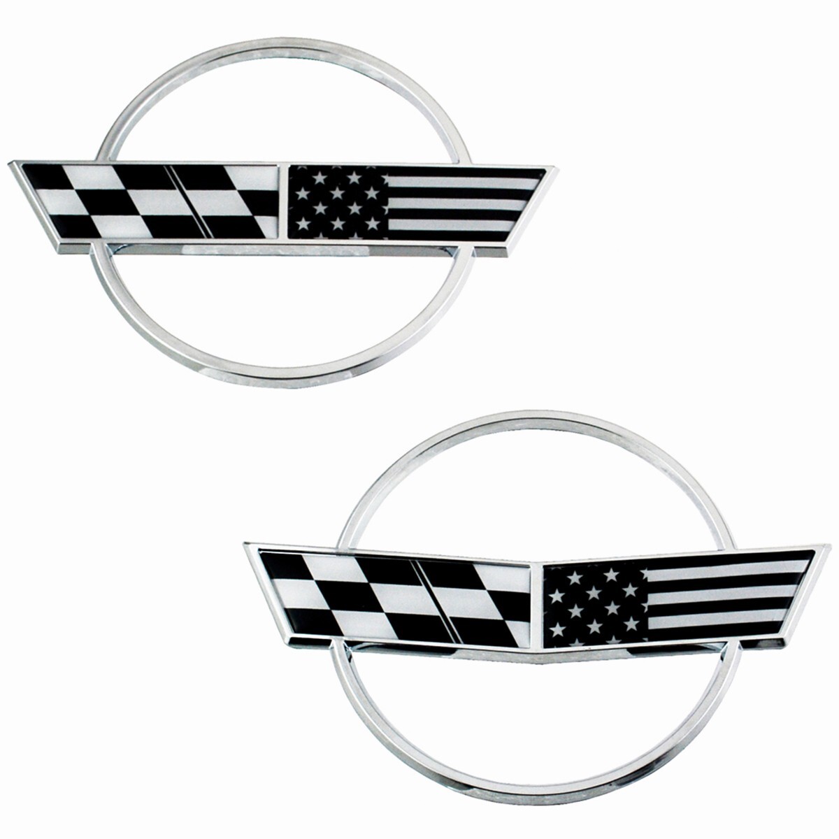 Pair Fits Corvette C4 Front Rear Cross Flags Emblem New USA American ...