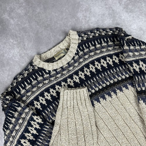 Vintage 90s Made in USA Fieldmaster Chunky Knit Nordic Sweater Size XLT ...