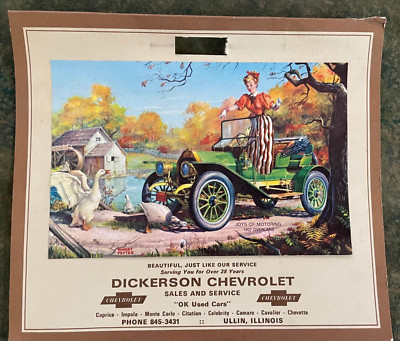 Vintage Dickerson Chevrolet Calendar Ullin IL Impala Primitive Car ...
