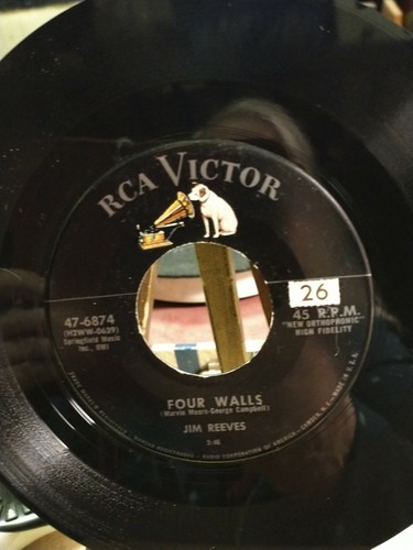 Jim Reeves, Four Walls/I Know And You Know 45 RCA VICTOR 6874 cleaned ...