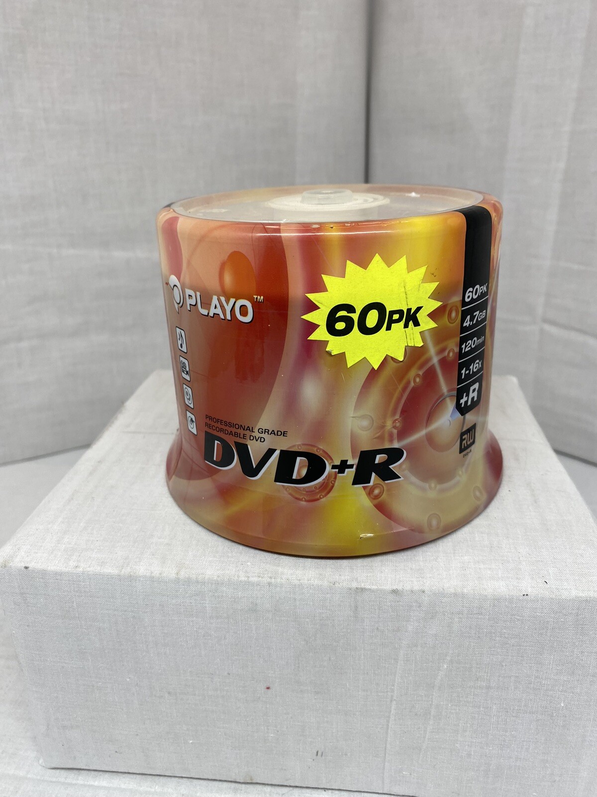 NEW Playo Blank DVD+R 4.7GB 120min 60 Pack Spindle DVD Recordable Discs ...