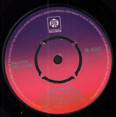 MALCOLM AND ALWYN FOOL'S WISDOM 7" VINYL 4 prong label design (7N45243 ...