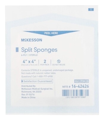 McKesson Split Sponges 6-Ply Sterile, I.V. and tracheostomy dressings ...