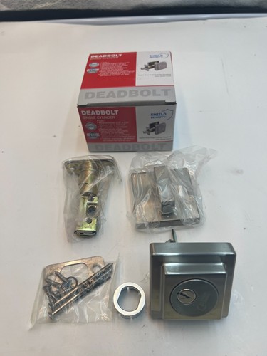 QTY 5 Shield Security Square Rose Single Cylinder Deadbolt Satin Nickel ...