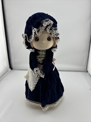 SANKYO Doll Music Box WORKS 9” Blue Dress Painted Face Eyes VTG! | eBay