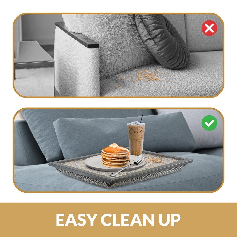 Wooden Soft Padded Cushioned Bean Bag Laptop Lap Tray Dinner Food TV ...