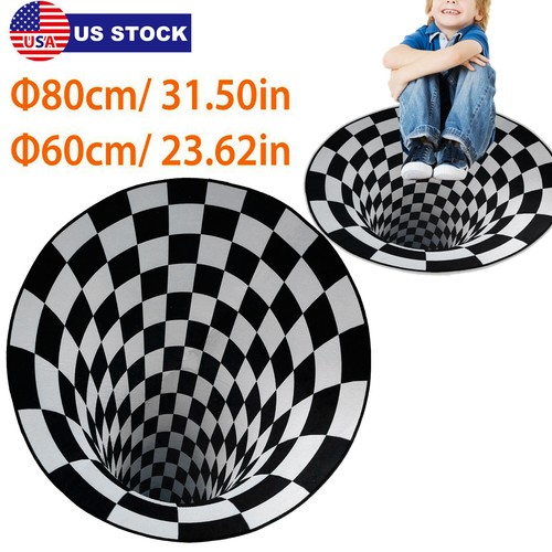 23/31" 3D Visual Round Vortex Illusion Traps Rug Carpet Floor Door Mat ...