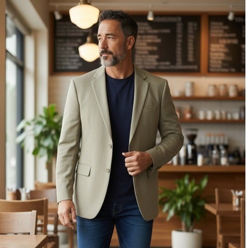Andrew Fezza Men's Blazer 42R Tan Herringbone Tweed Sport Coat | eBay