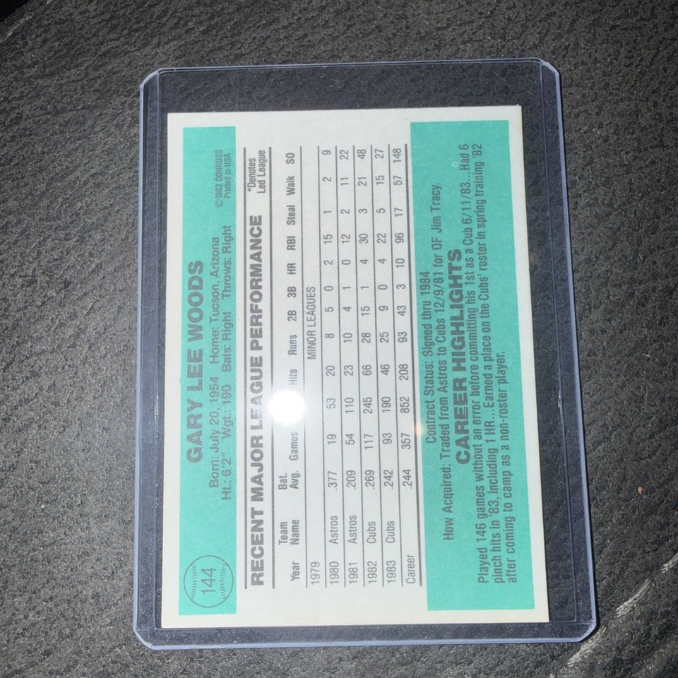 1984 Donruss Baseball # 144 Gary Woods look at pics | eBay