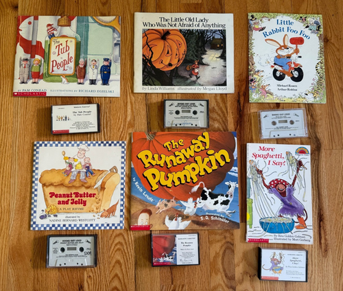 Vintage CASSETTE TAPES & Books Lot of 6 SCHOLASTIC Read Along Out Loud ...