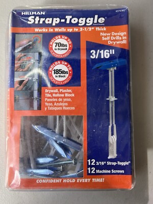 Hillman Strap Toggle Phillips Drywall Anchors 3/16" Screws | eBay