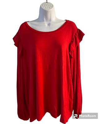 Women’s Red Ruffle Sleeve Top Size 3X | eBay
