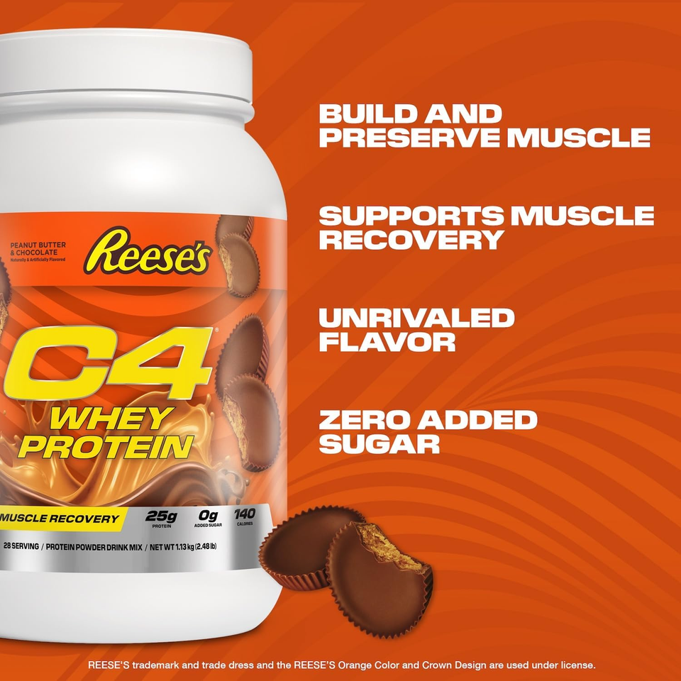 C4 Whey Protein Powder, Reese'S Peanut Butter & Chocolate - 25G Protein ...