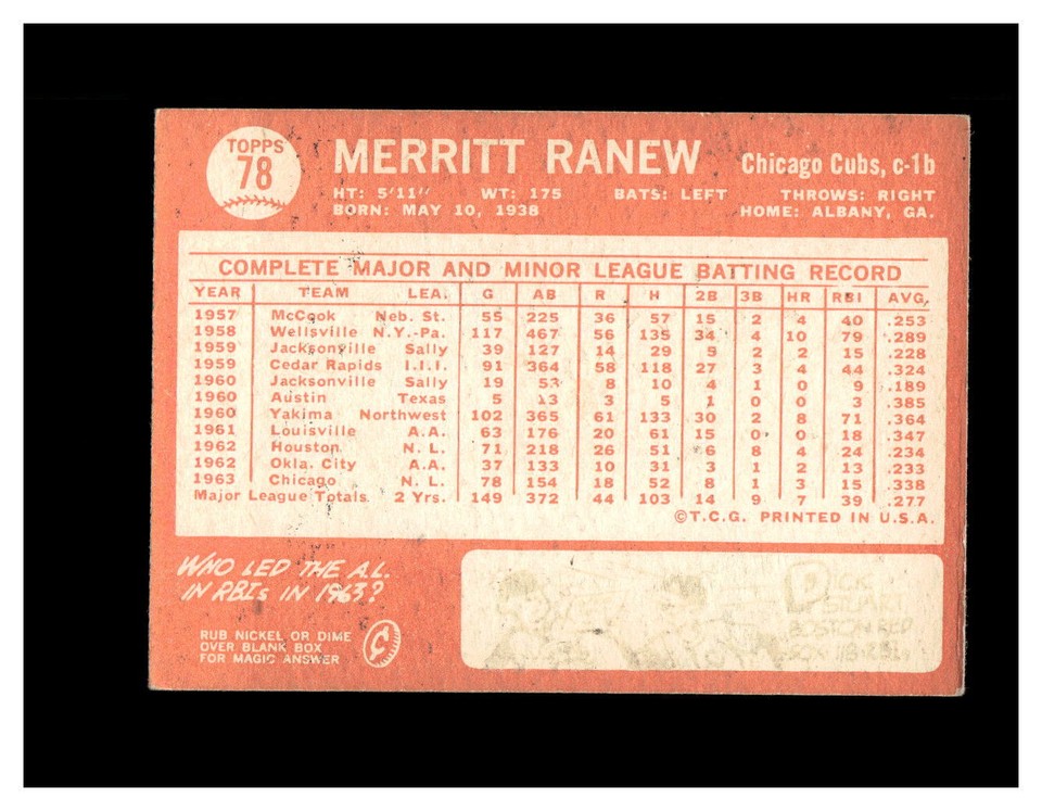 1964 Topps #78 Merritt Ranew | eBay
