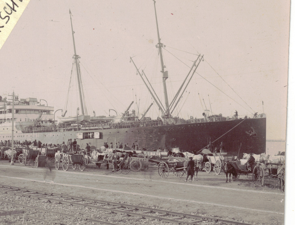 7B PHOTO China Tsingtau Kiautschou Hafen Truppen-Transport-Dampfer ...