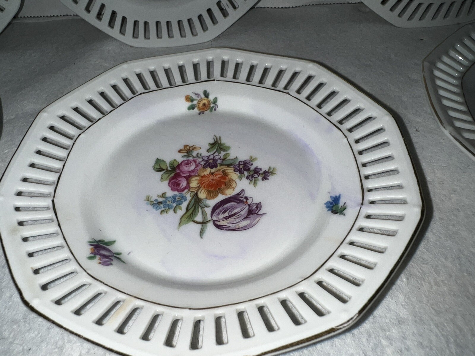 Set Of 8 Schumann Germany Bavaria Small Pierced Floral Plates 5"Dia. | eBay
