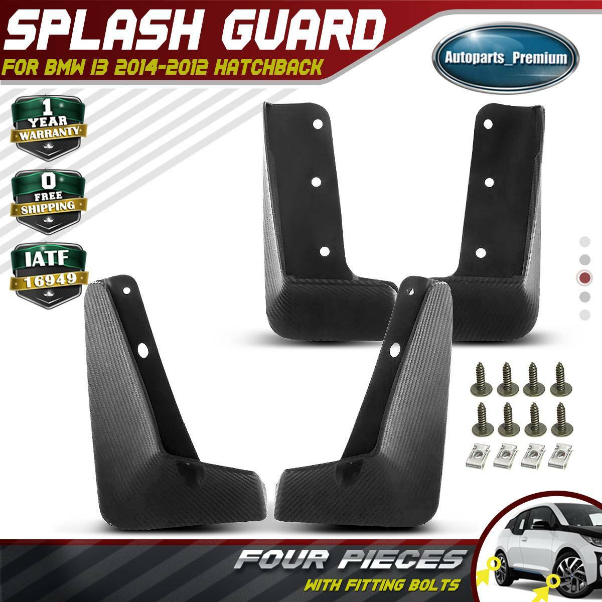 4PCS Splash Guards Mud Flaps Mudguards for BMW i3 2014-2020 Hatchback ...