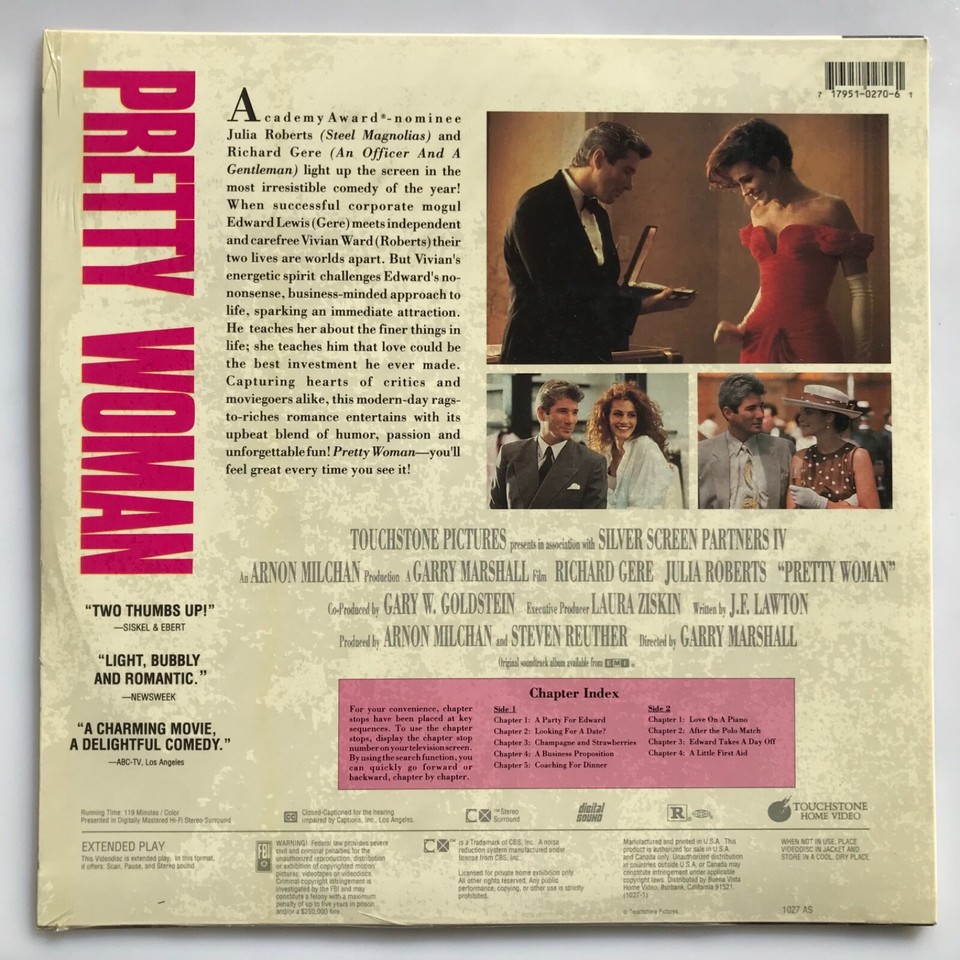 PRETTY WOMAN Laserdisc Brand New Factory Sealed LD Julia Roberts ...