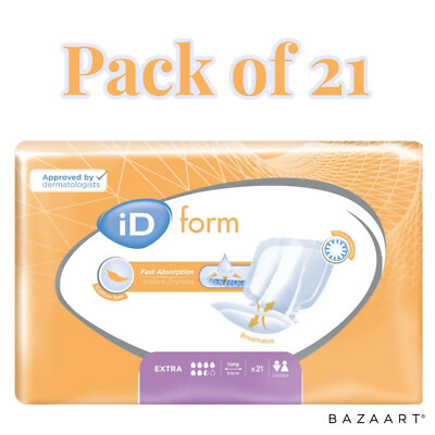 iD Expert Form Extra Size 2 - Pack of 21 Incontinence Pads Adult Nappy ...