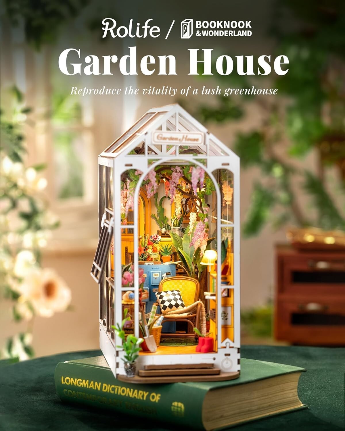 Rolife Holiday Garden House DIY Book Nook Shelf Insert Mini Dollhouse ...