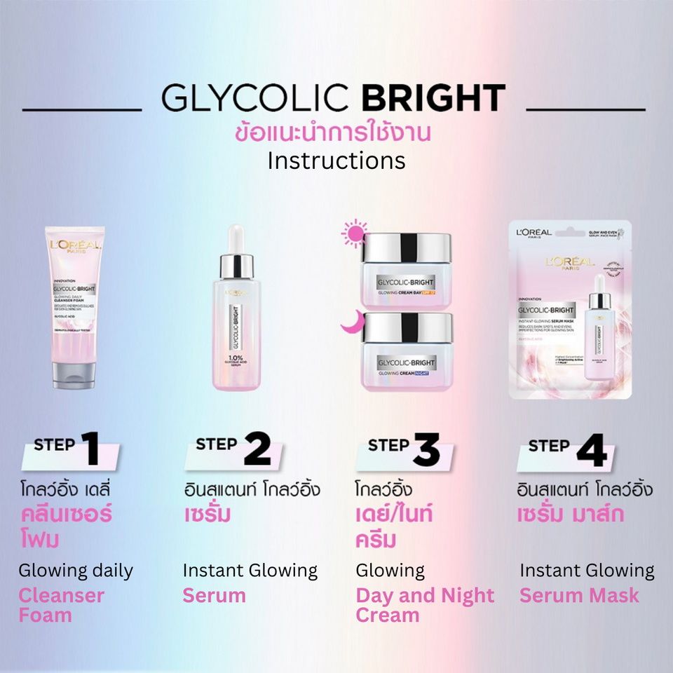 LOREAL Glycolic Bright Serum Melasyl Glow Anti-Dark Spots Post-Acne ...