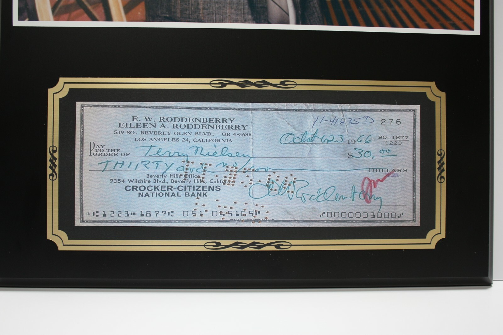 Gene Roddenberry Reproduction Signed Check Display | eBay