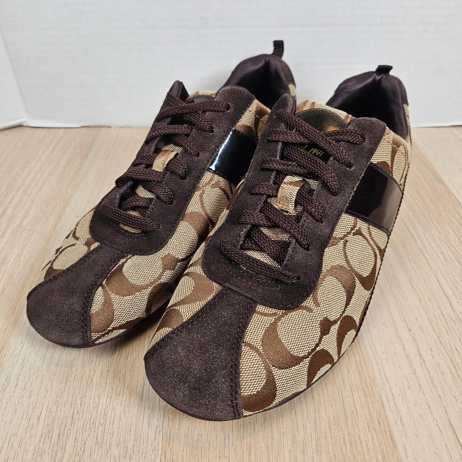 Coach Hadley Brown Classic Logo Lace Up Sneakers Shoe… - Gem